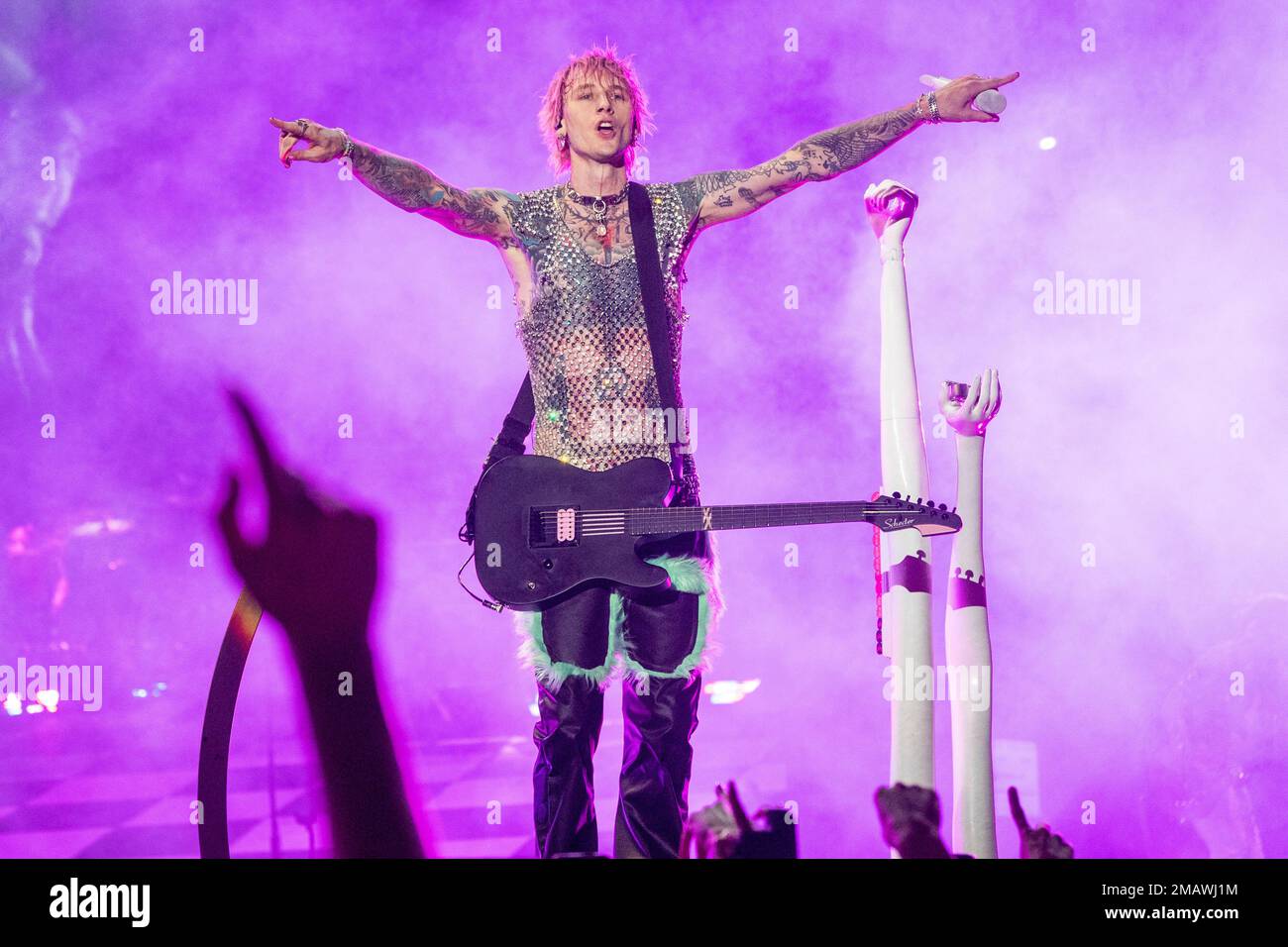 Machine Gun Kelly performs at FirstEnergy Stadium on Saturday, Aug. 13 ...
