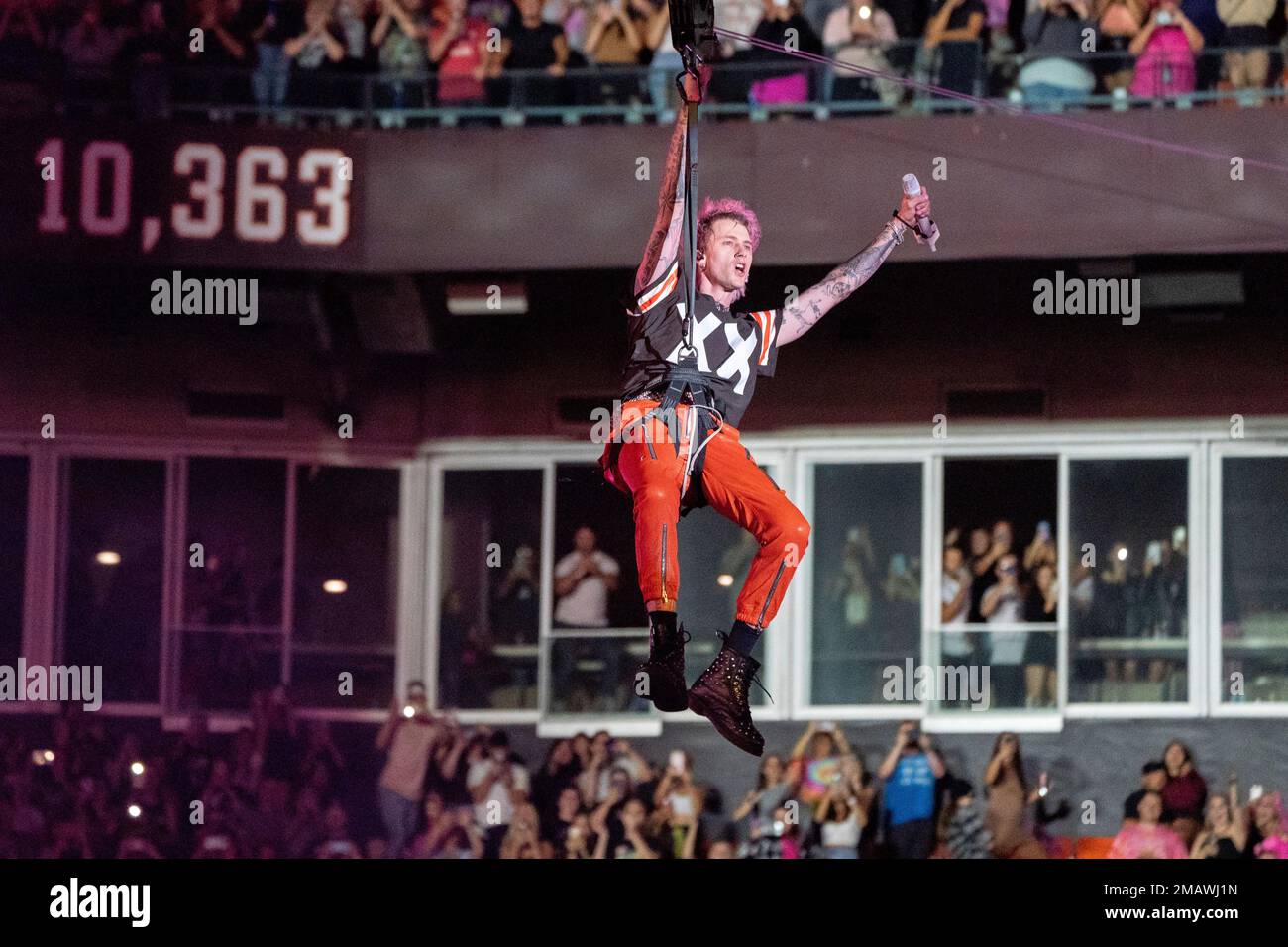 Machine Gun Kelly performs at FirstEnergy Stadium on Saturday, Aug. 13 ...