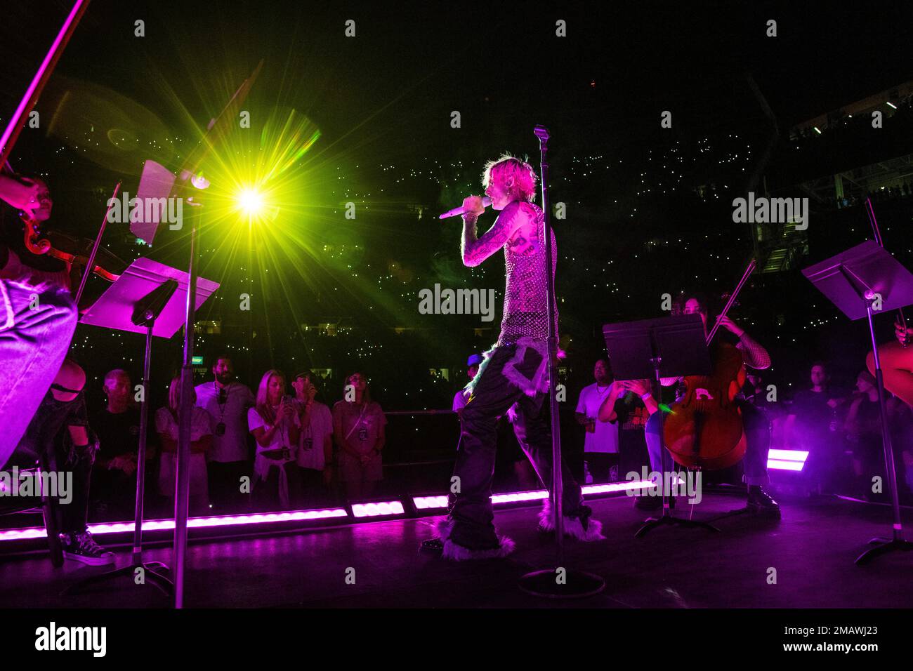 Machine Gun Kelly performs at FirstEnergy Stadium on Saturday, Aug. 13 ...
