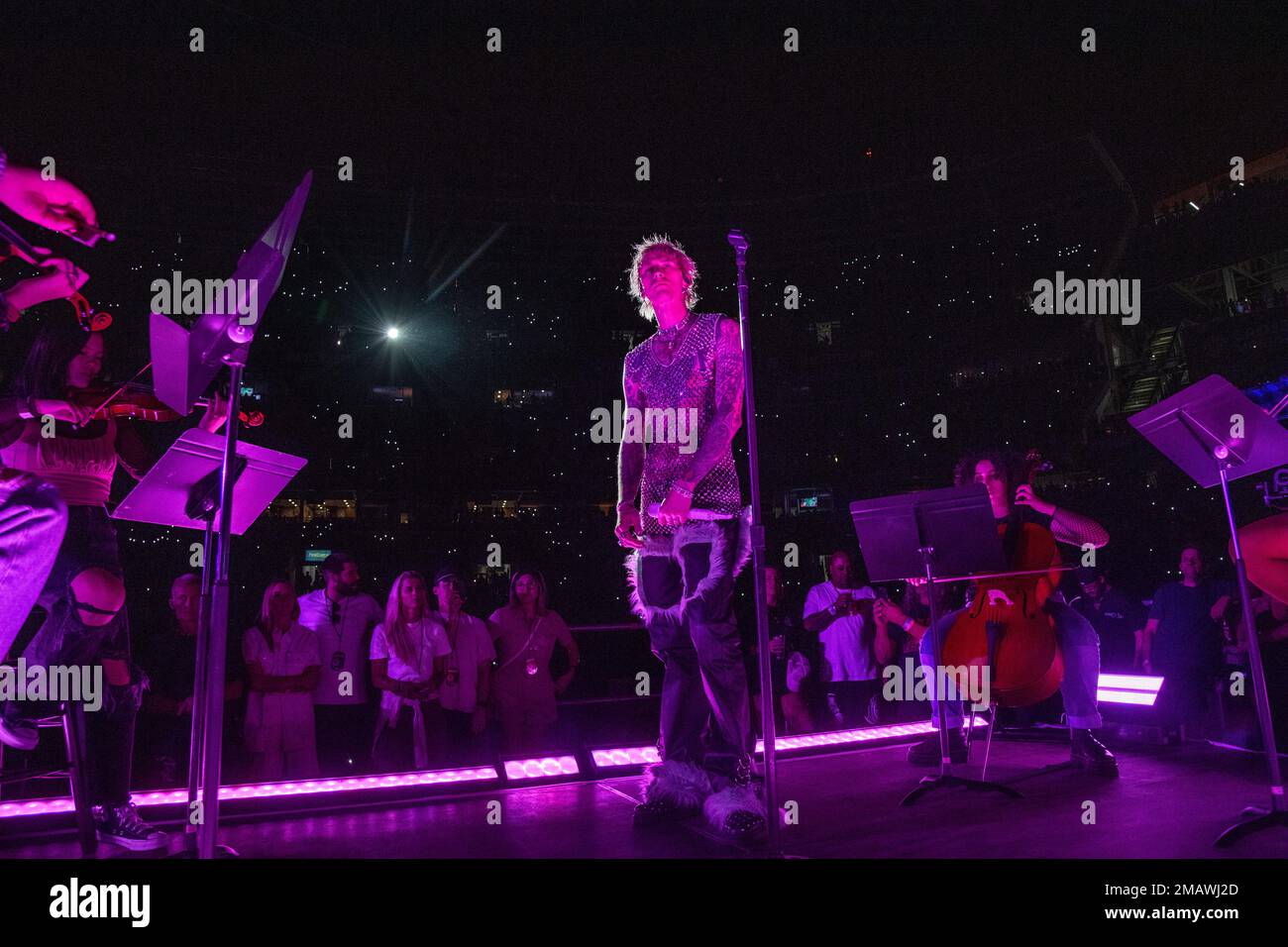Machine Gun Kelly performs at FirstEnergy Stadium on Saturday, Aug. 13 ...