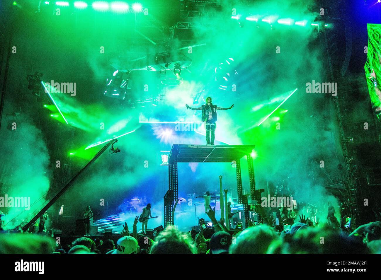 Machine Gun Kelly performs at FirstEnergy Stadium on Saturday, Aug. 13 ...