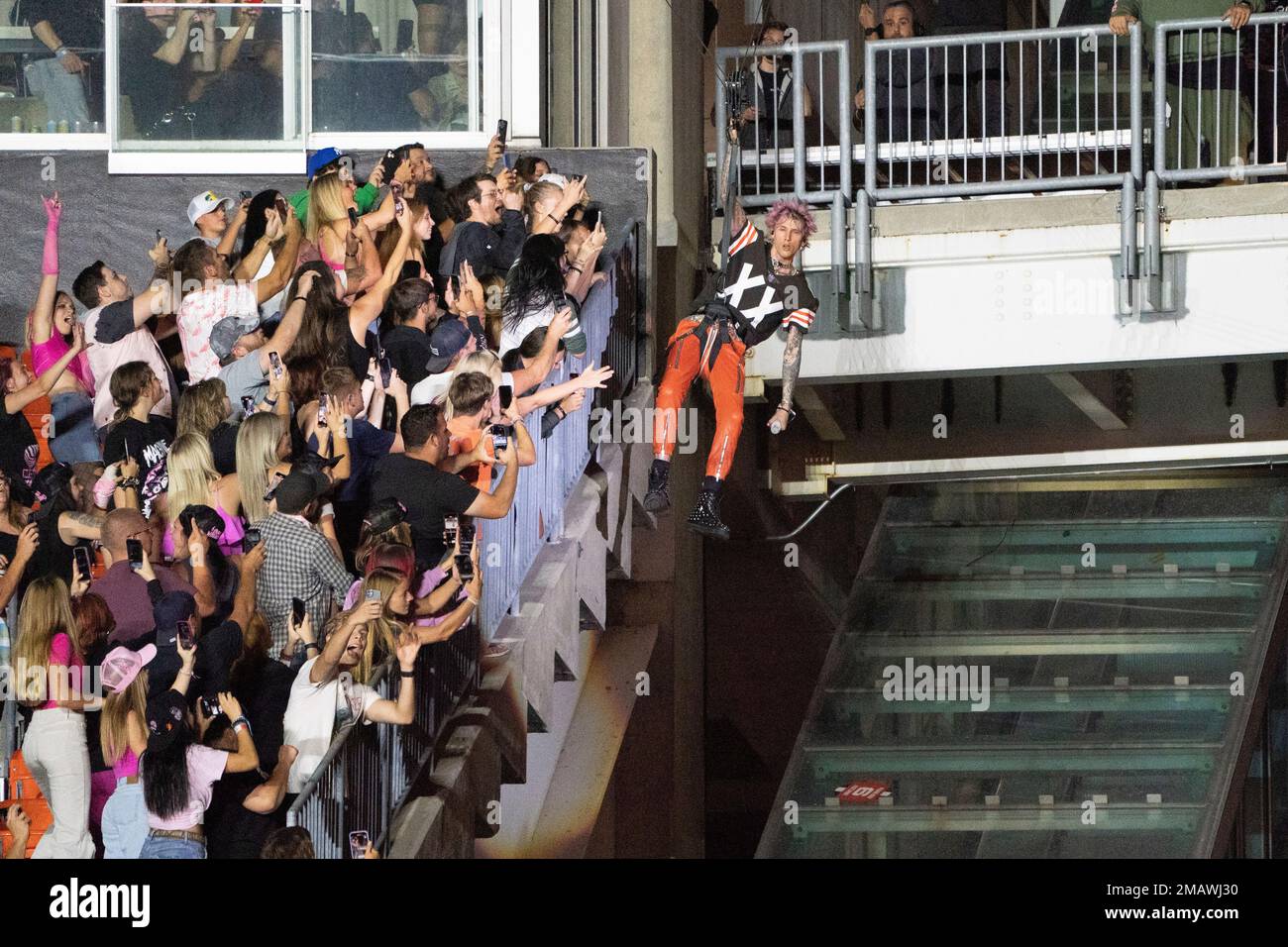 Machine Gun Kelly performs at FirstEnergy Stadium on Saturday, Aug. 13 ...
