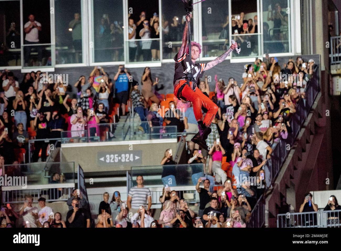 Machine Gun Kelly performs at FirstEnergy Stadium on Saturday, Aug. 13 ...