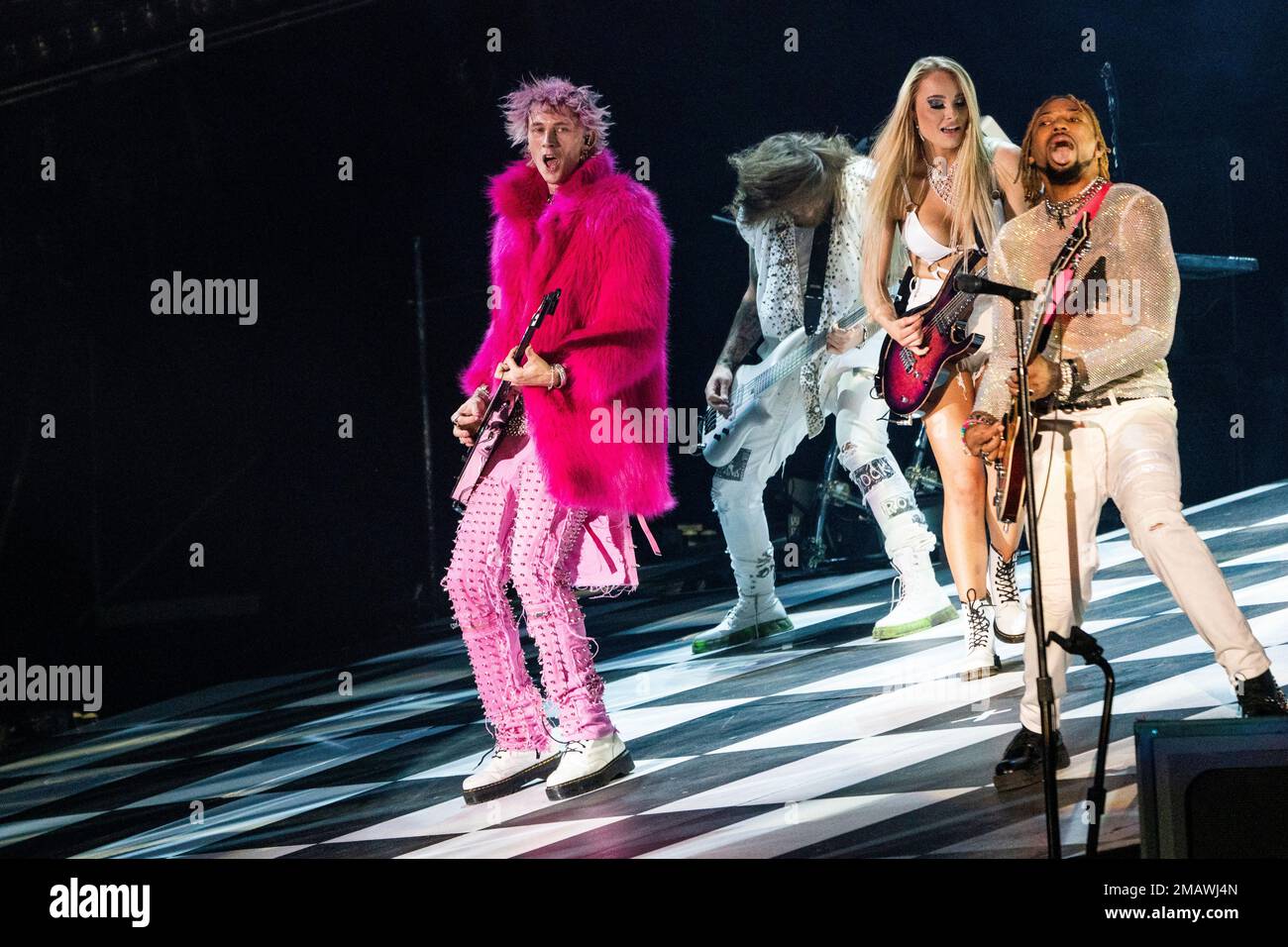 Machine Gun Kelly performs at FirstEnergy Stadium on Saturday, Aug. 13 ...