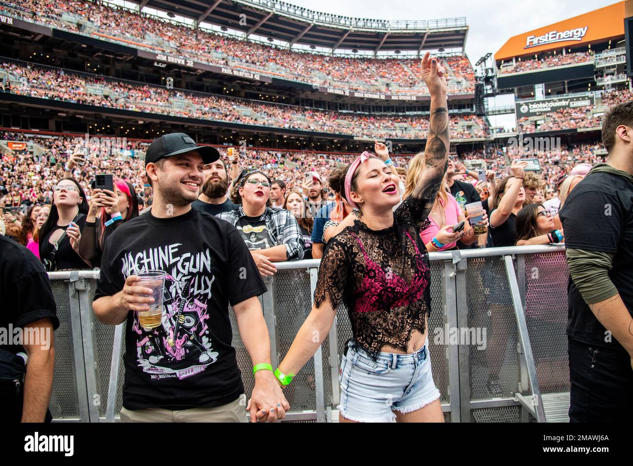 Concertgoers are seen at FirstEnergy Stadium on Saturday, Aug. 13, 2022 ...