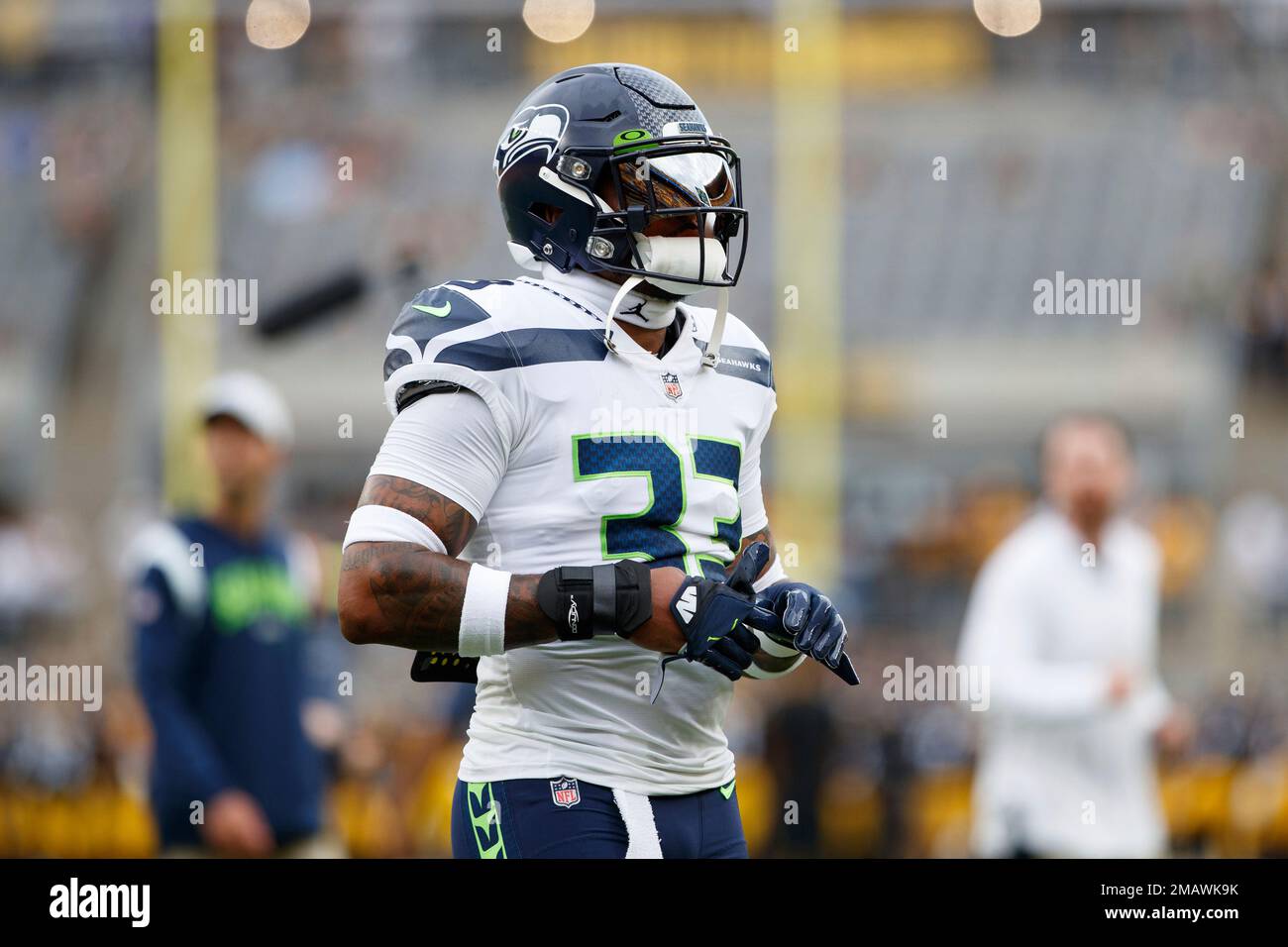 Seattle Seahawks safety Jamal Adams (33) walks off the field before a ...