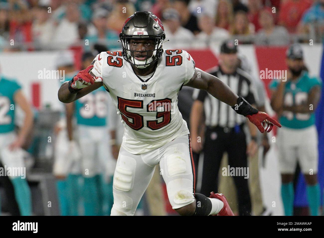 Tampa Bay Buccaneers linebacker Olakunle Fatukasi (53) against the ...
