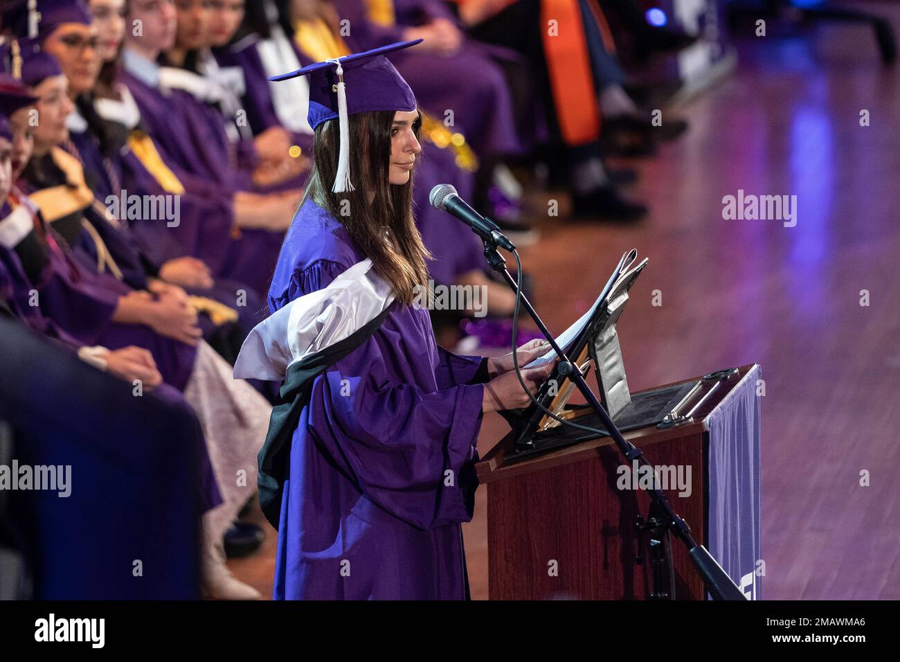 New York, USA. 19th Jan, 2023. Emily Ratajkowski delivers commencement ...