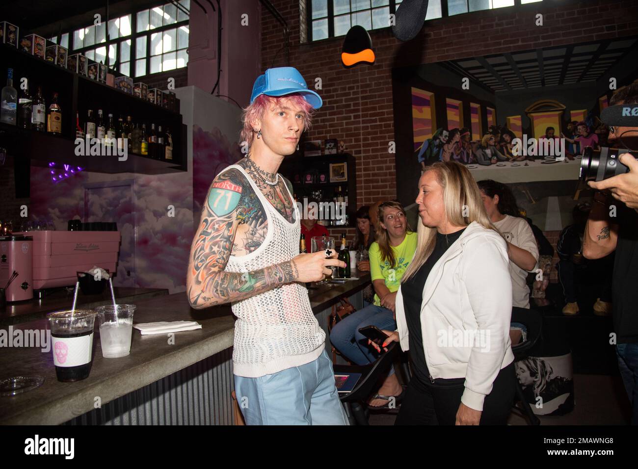 Machine Gun Kelly is seen during MGK Day at 27 Club Coffee on Saturday ...