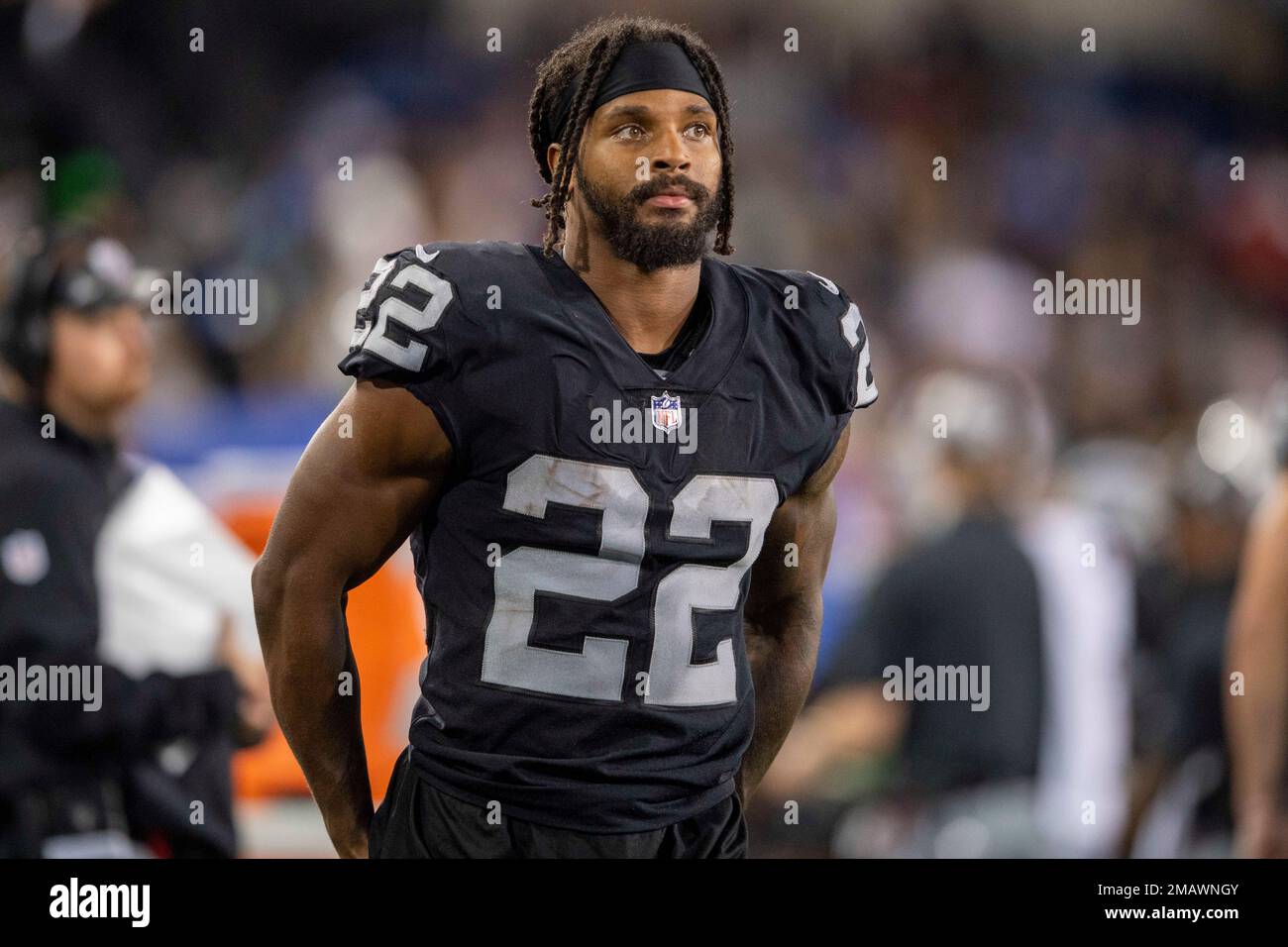 Las Vegas Raiders running back Ameer Abdullah stands during the second ...
