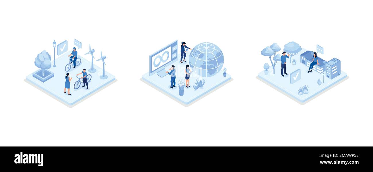 Circular economy illustration set. Sustainable economic growth with ...