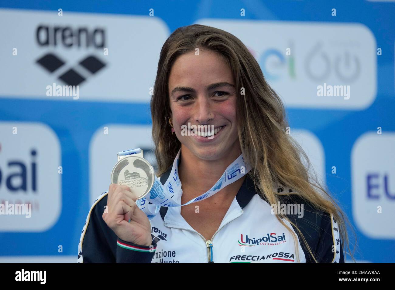 Second placed Italy's Lisa Angiolini celebrates on the podium at the ...