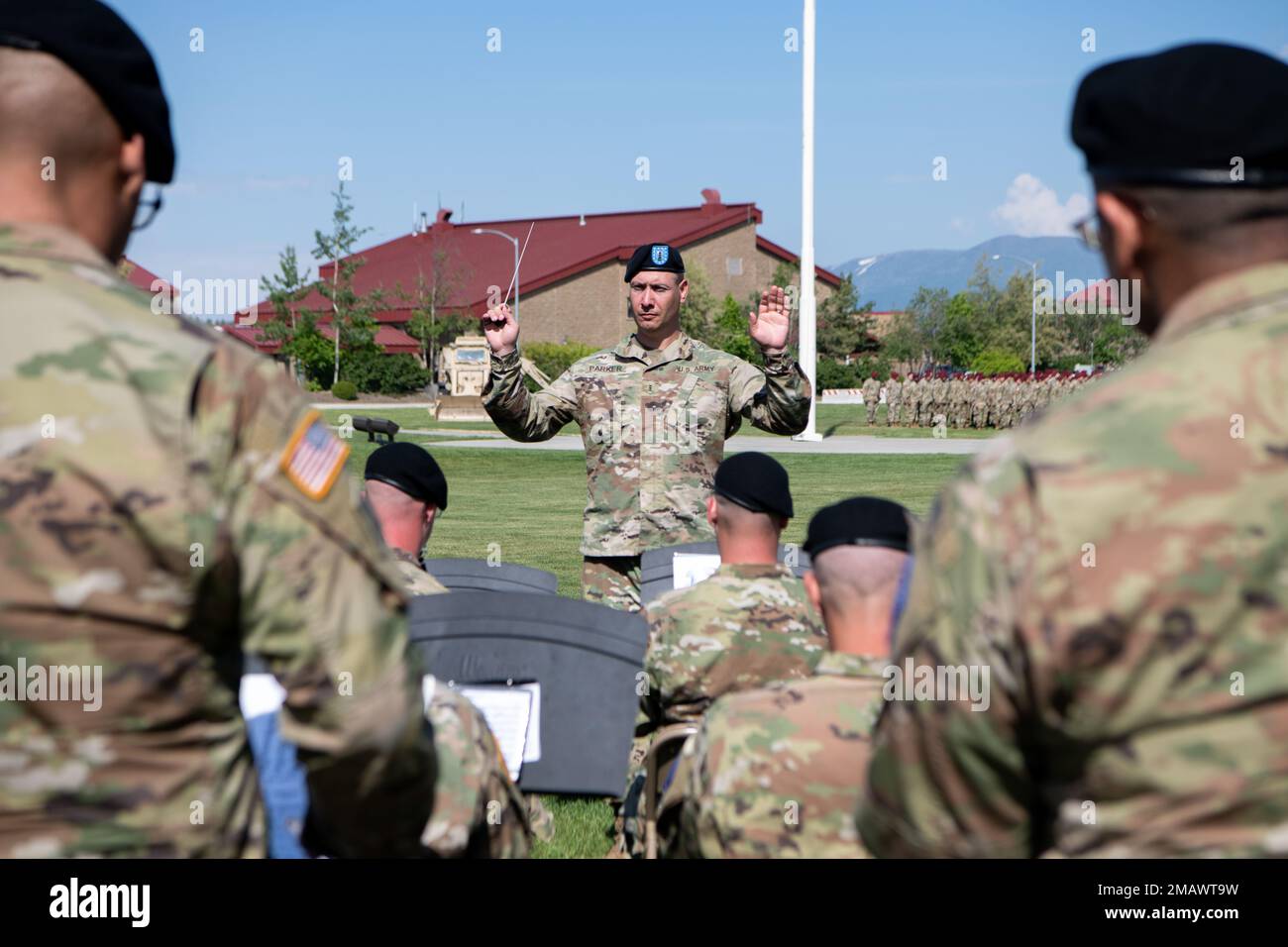 The 9th Army Band performs during the reflagging ceremony of the 11th ...