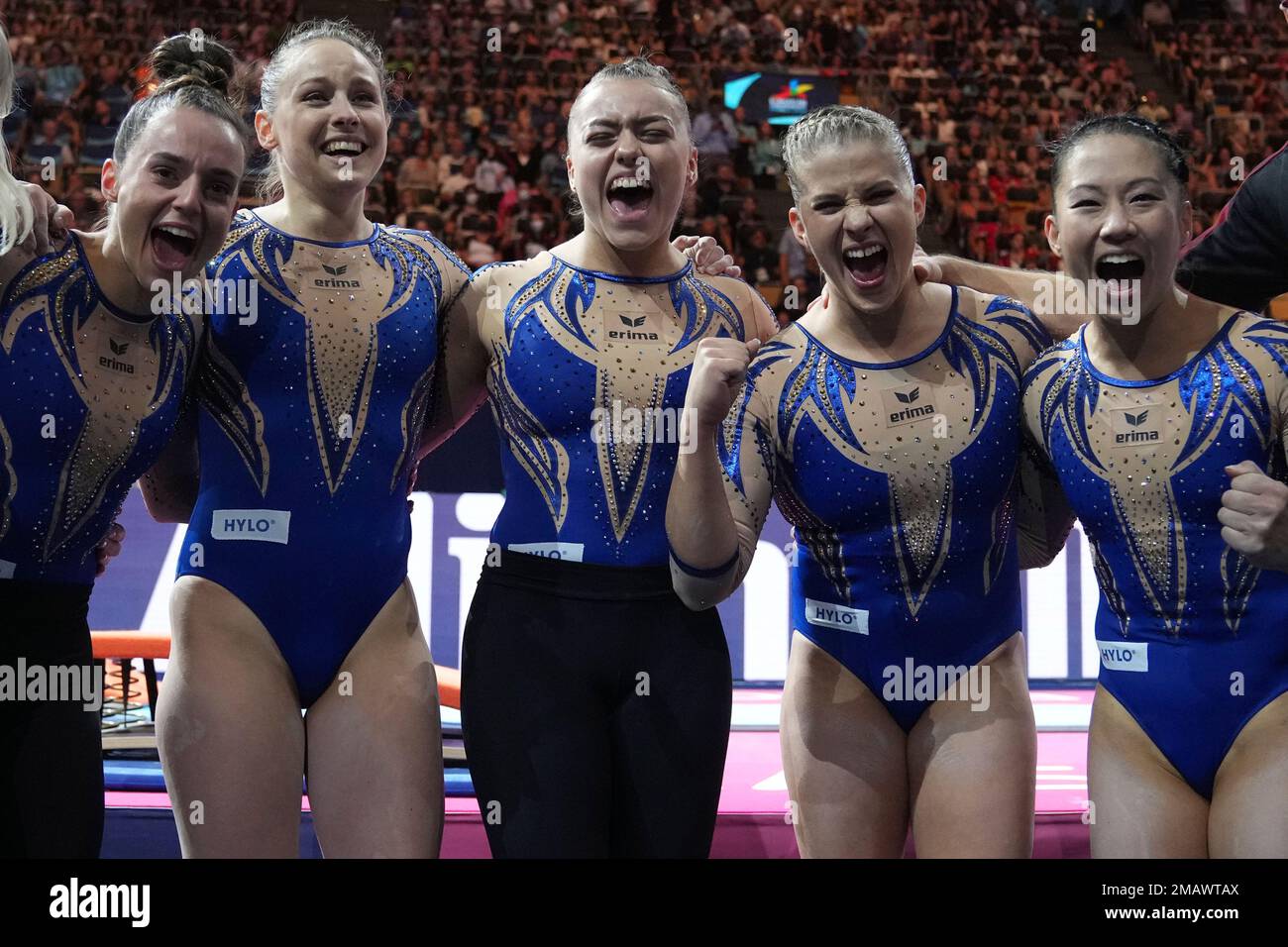 German team reacts after competing in the women's team final during the ...