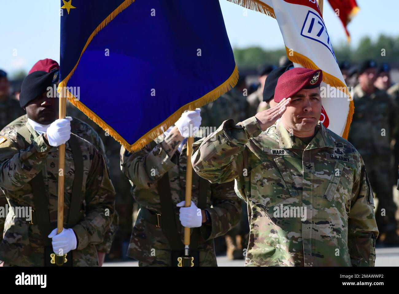 Col. Christopher Ward, 11th Airborne Division chief of staff, salutes ...