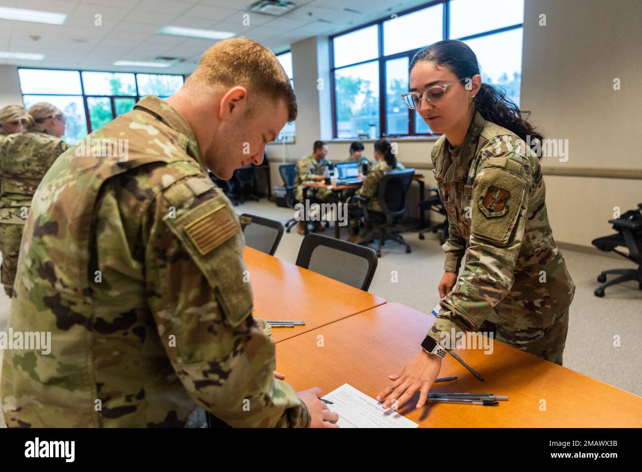 U.S. Air Force Senior Airman Keren Sluus, a Personnel Airman from the ...