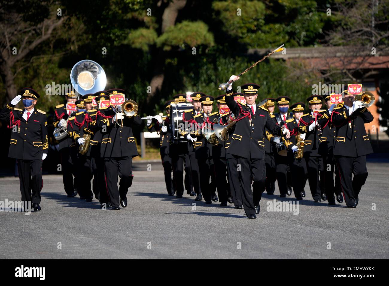 The band march during the Imperial Guard New Year Review at the ...