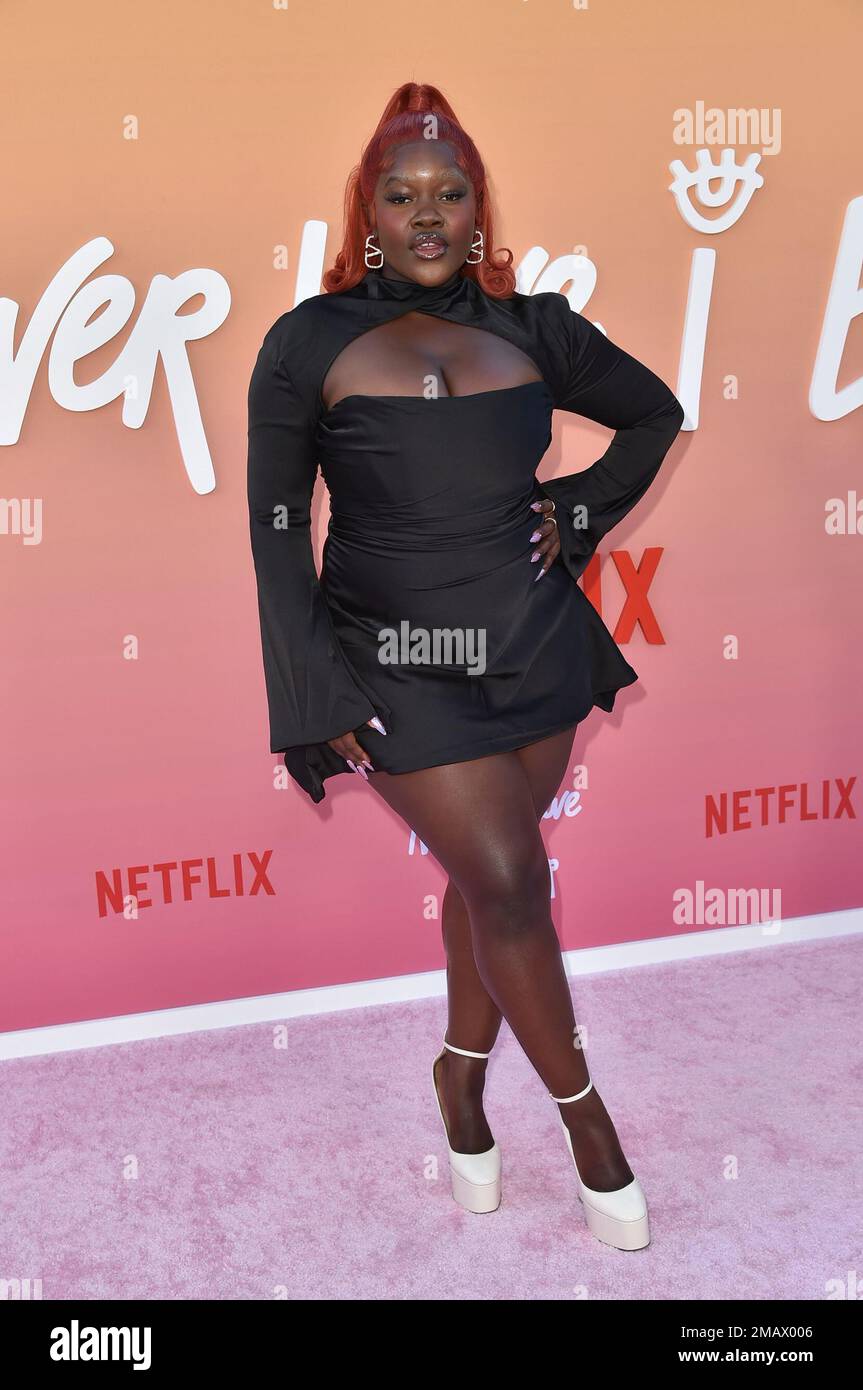 Achieng Agutu arrives at the season three premiere of "Never Have I ...