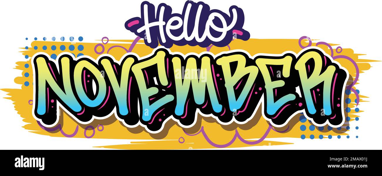 Name of months in readable lettering graffiti style vector design with ...