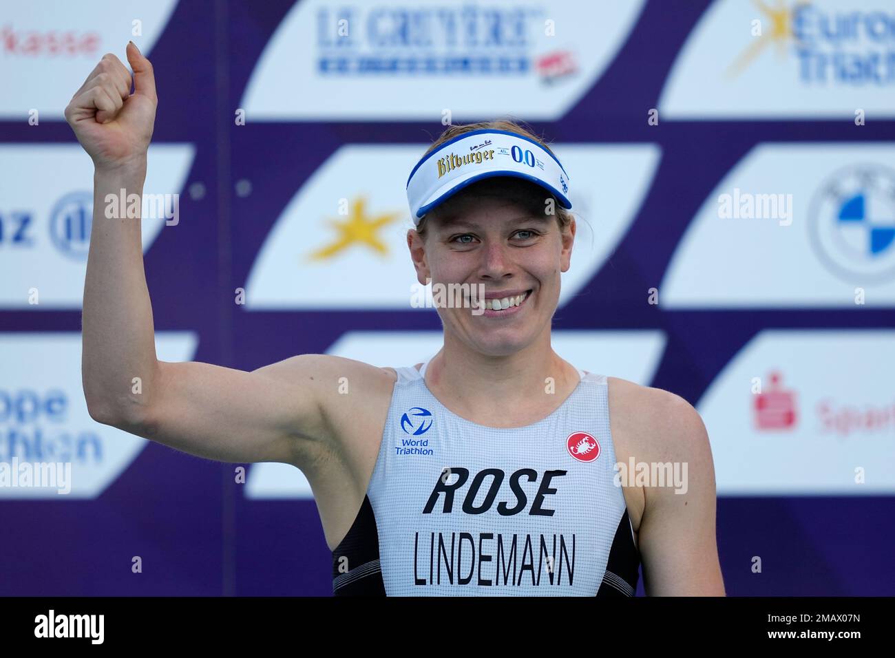 Second placed Laura Lindemann of Germany celebrates after the women's ...