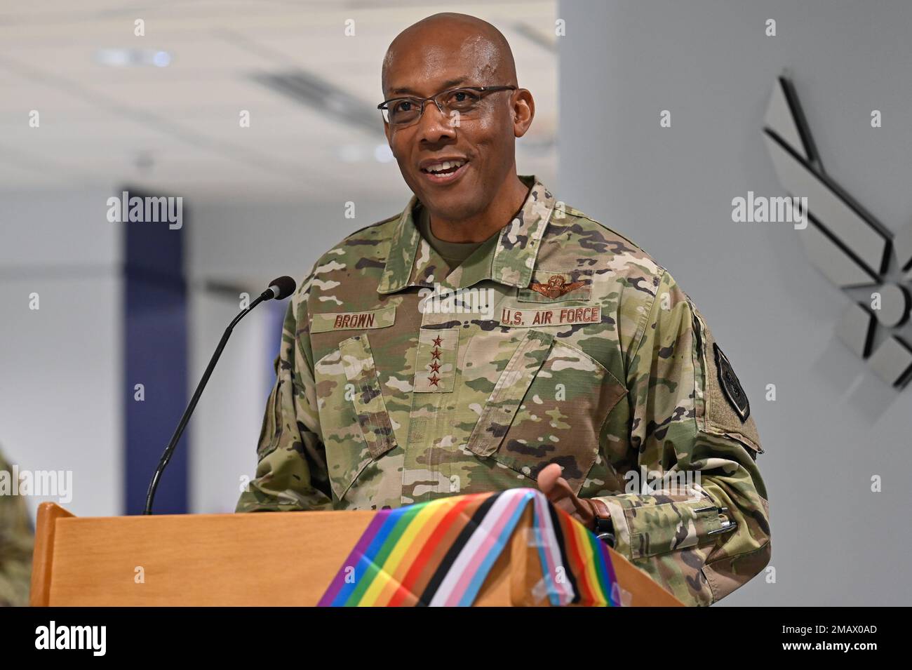 Air Force Chief of Staff Gen. CQ Brown, Jr. speaks during a Department ...