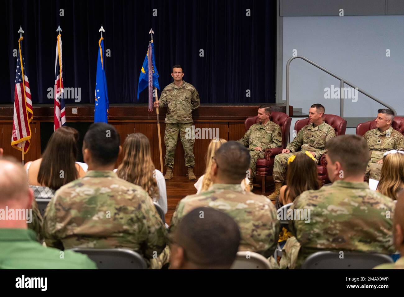 U.S. Air Force Senior Master. Sgt. Randy Gilbert, center, 422nd Air ...
