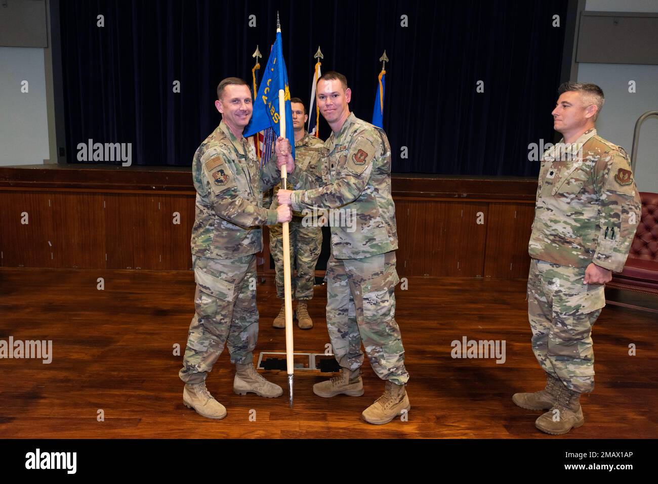 U.S. Air Force Lt. Col. Timothy Kirchner, center, 422nd Air Base ...