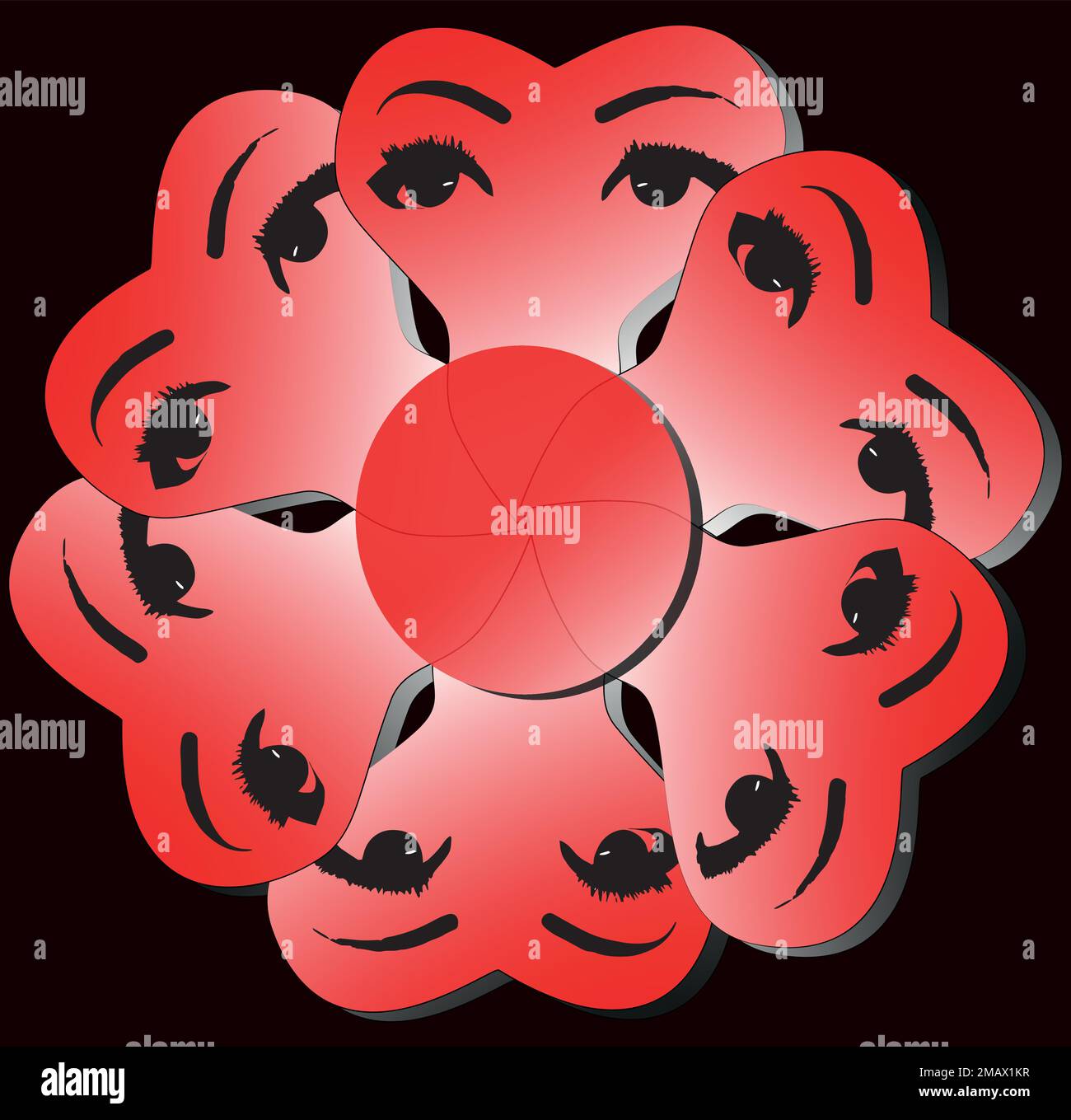 An illustration of eyes inside of a red heart and repeated multiple ... An illustration of eyes inside of a red heart and repeated multiple ...
