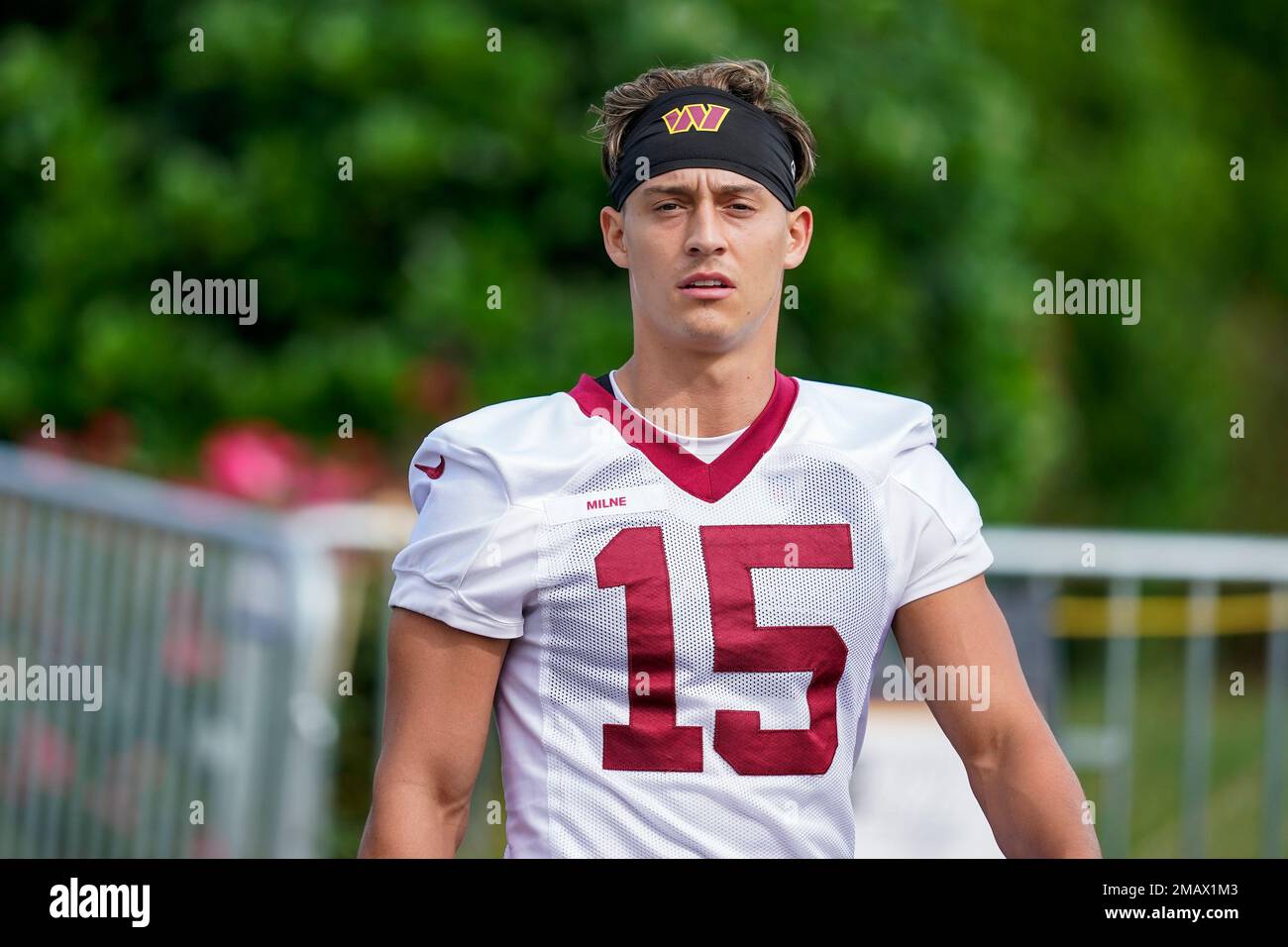 Washington Commanders wide receiver Dax Milne (15) walks to practice at ...