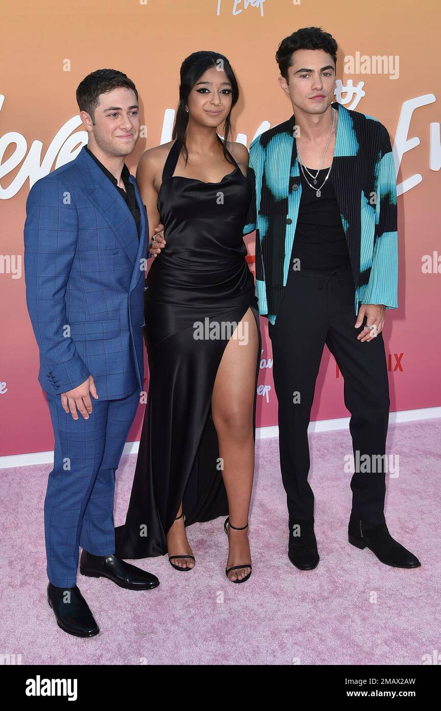 Jaren Lewison, from left, Maitreyi Ramakrishnan and Darren Barnet ...