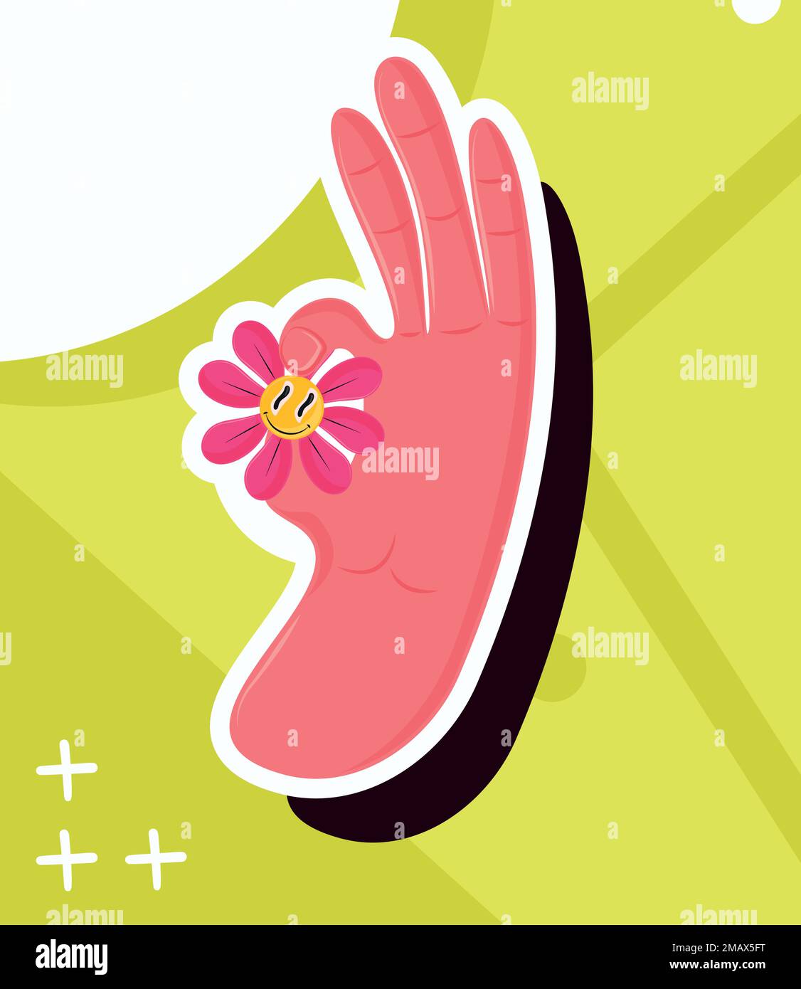 hand with flower 90s modern Stock Vector Image & Art - Alamy