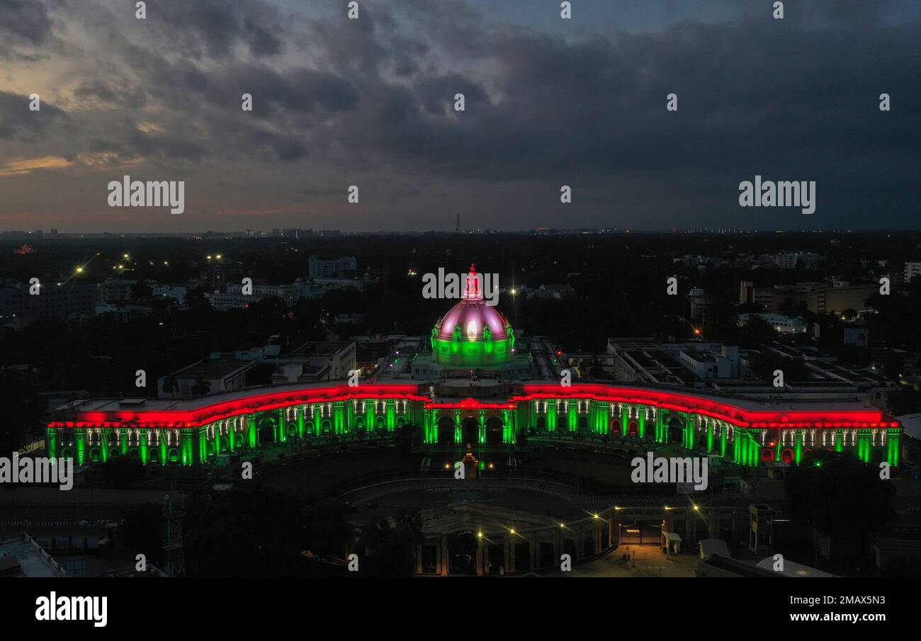 Uttar Pradesh state legislature building is illuminated ahead of India ...