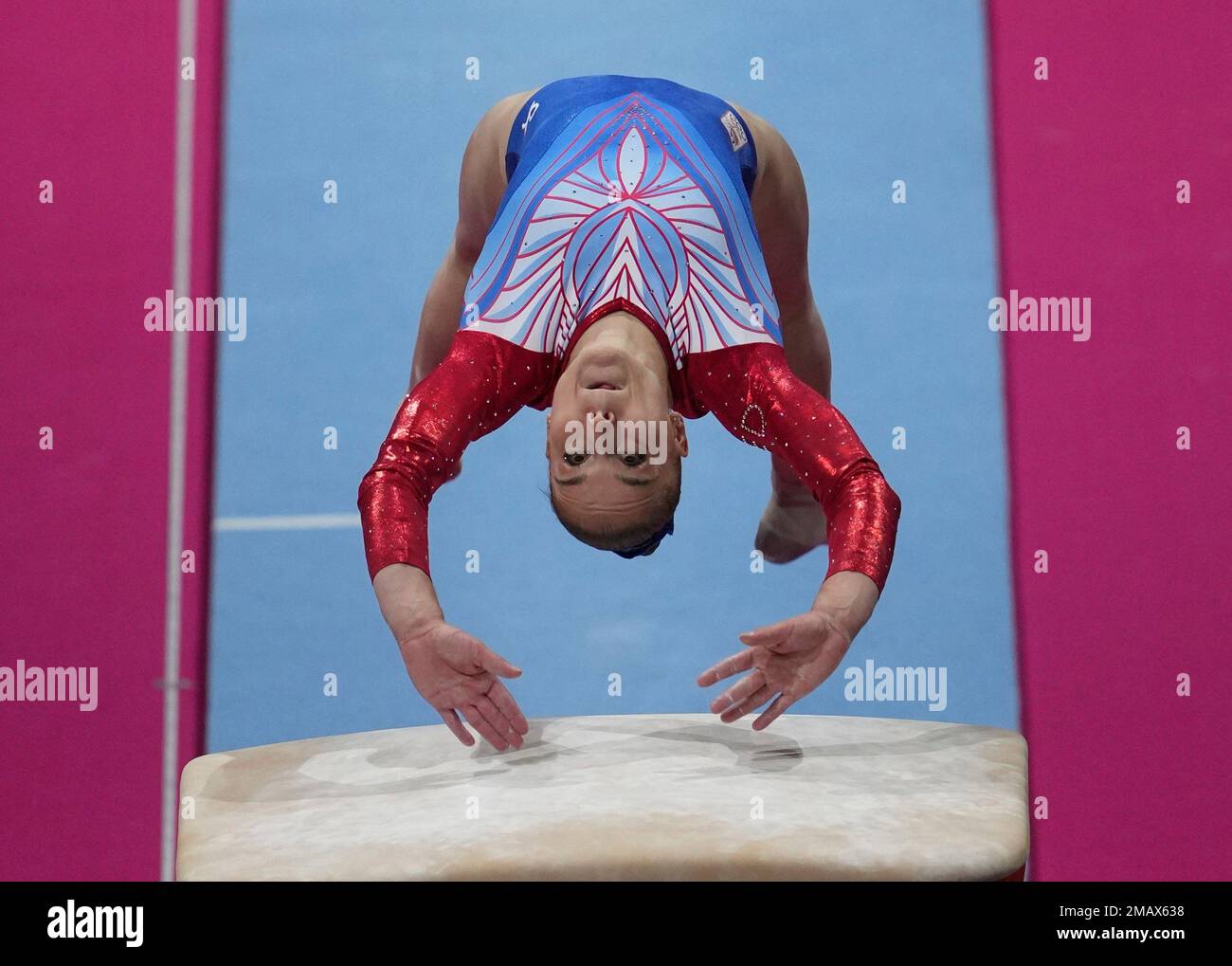Netherlands' Vera Van Pol competes in the women's vault during the ...