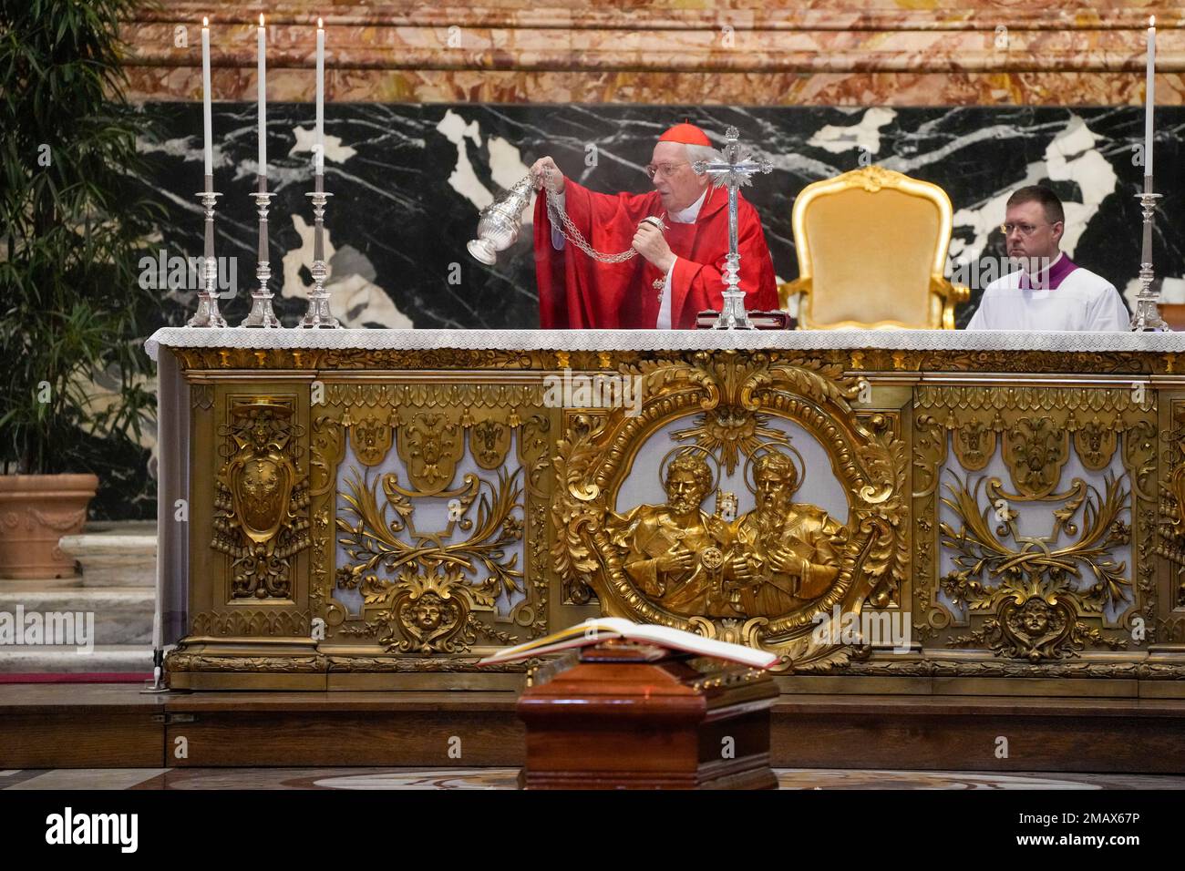 Cardinal Battista Re celebrates the funeral ceremony for Cardinal Jozef ...
