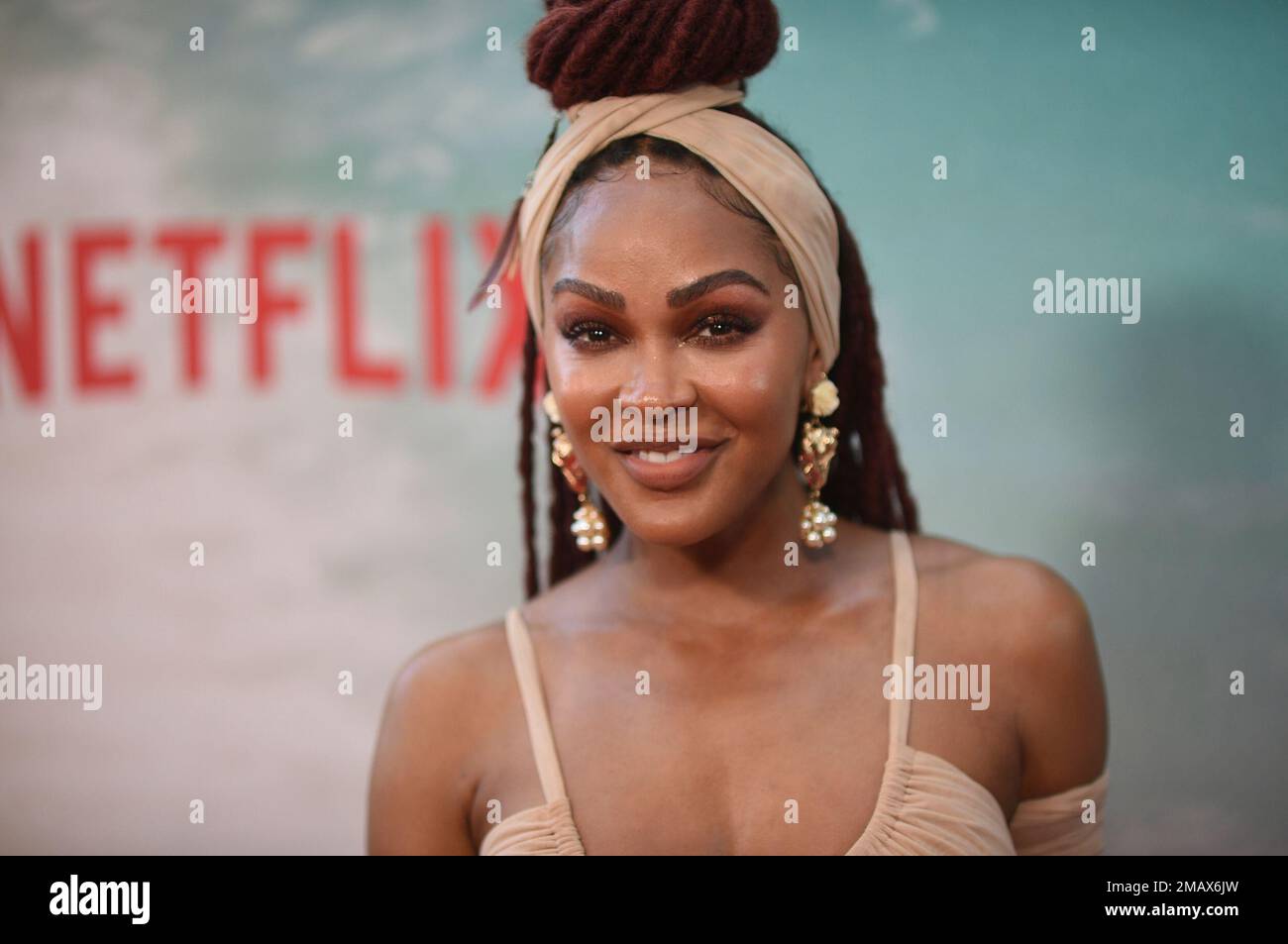 Meagan Good arrives at the premiere of "Day Shift" on Wednesday, Aug ...