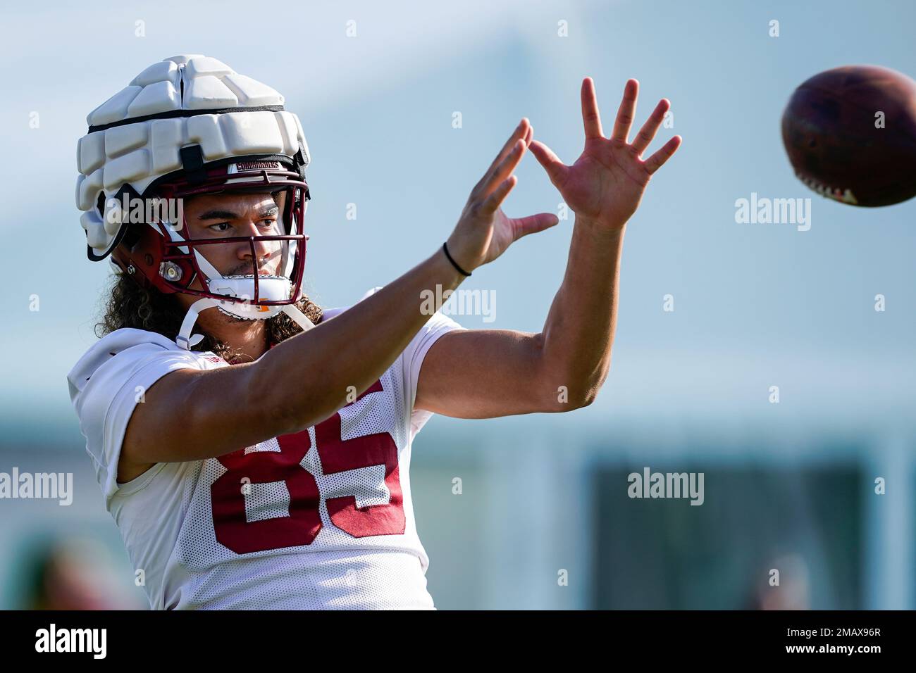 Washington Commanders tight end Cole Turner (85) catches the ball ...