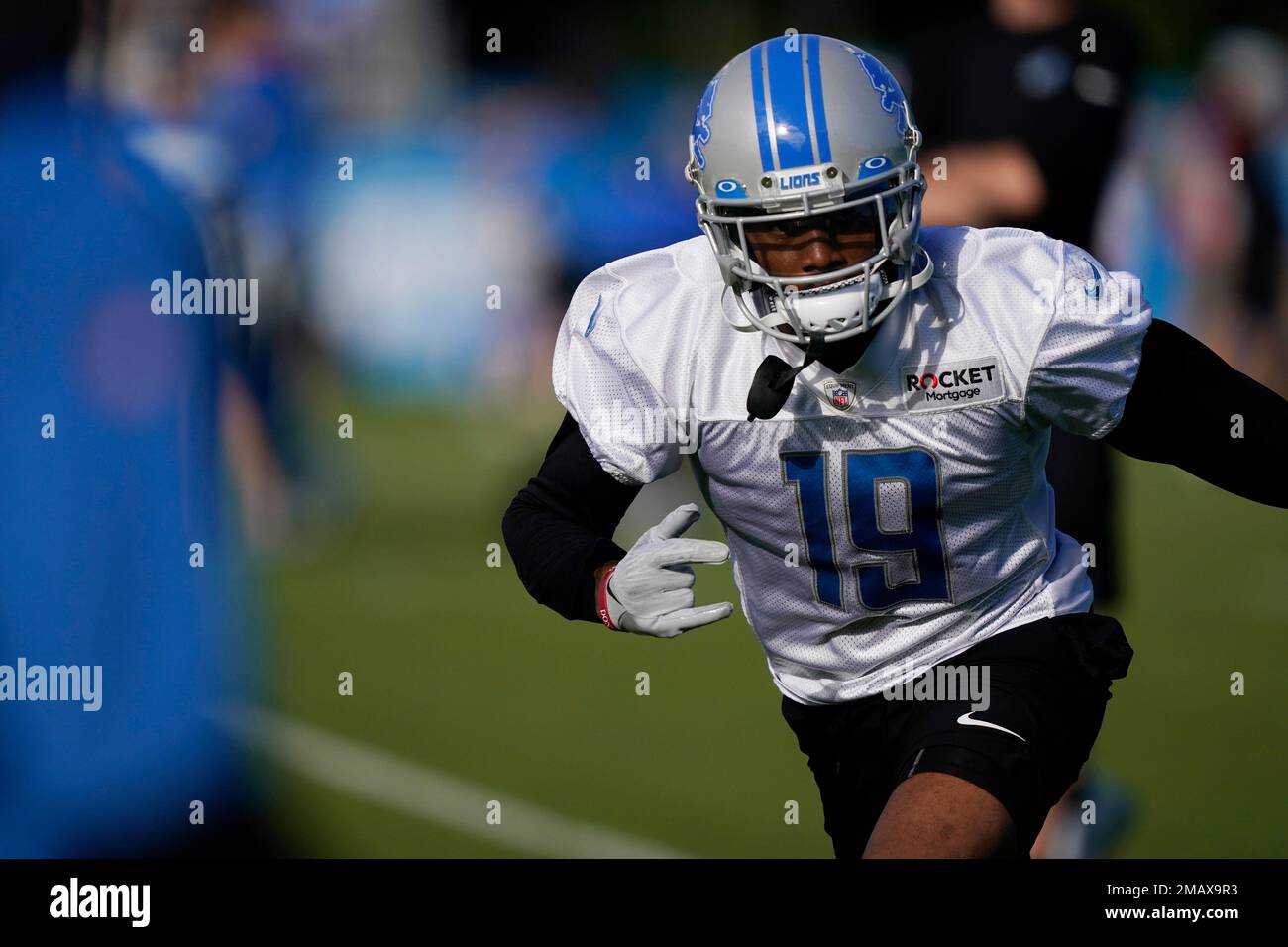 Detroit Lions cornerback Saivion Smith runs a drill at the Lions NFL ...