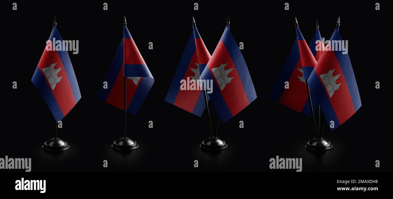 Small national flags of the Cambodia on a black background Stock Photo ...