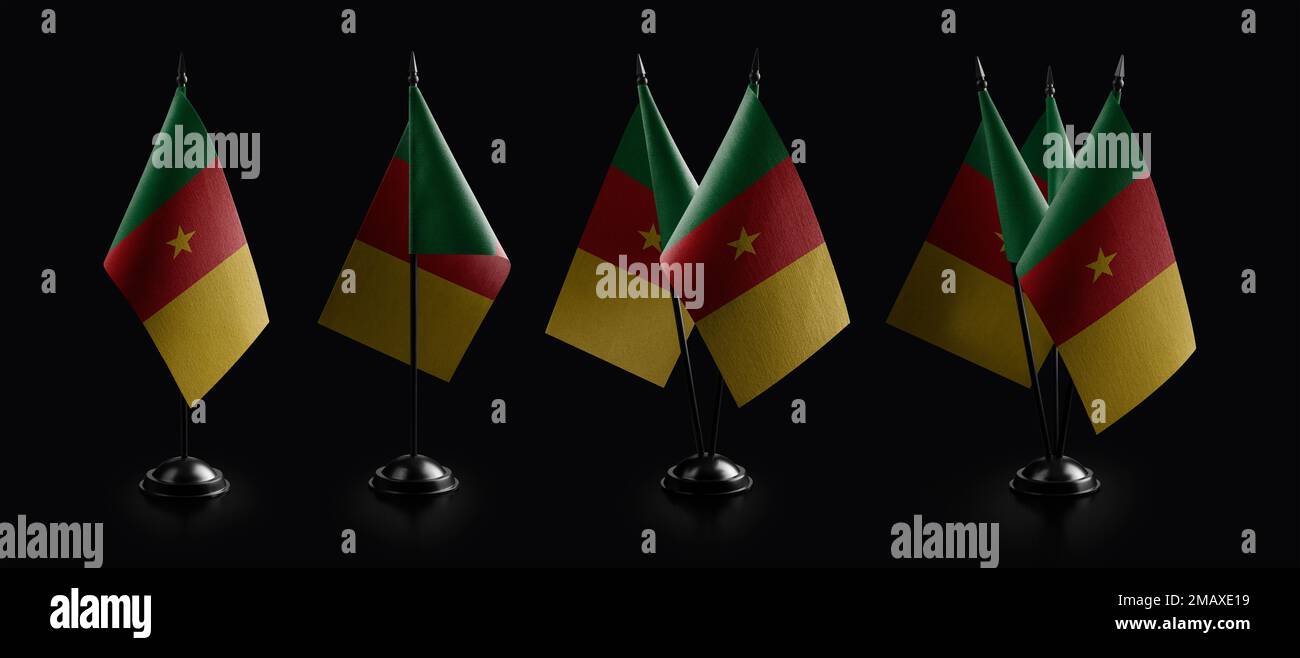 Small national flags of the Cameroon on a black background Stock Photo ...
