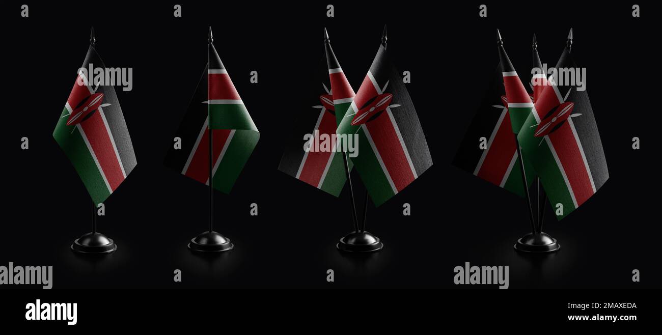 Small national flags of the Kenya on a black background Stock Photo - Alamy