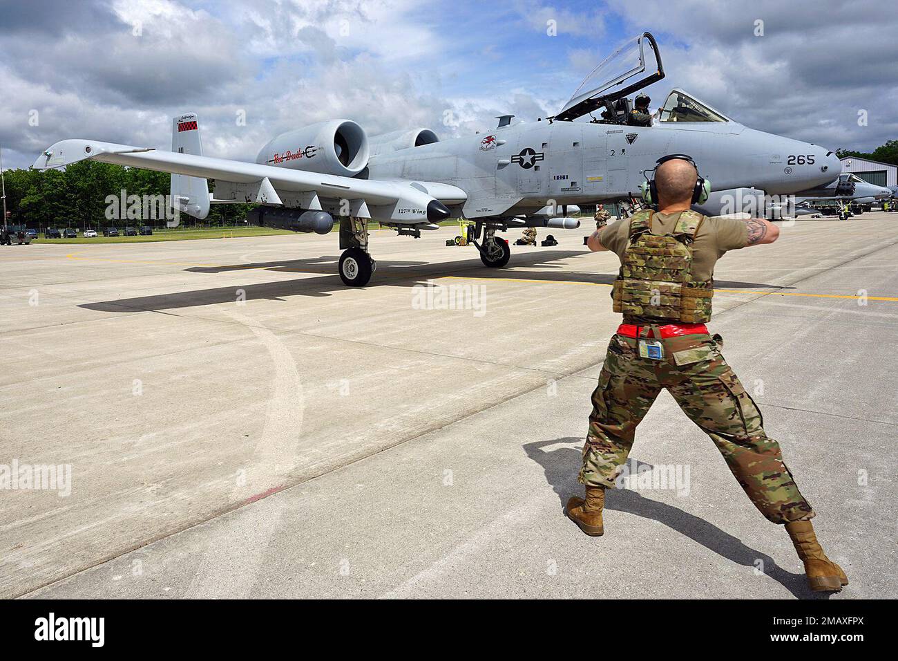 A U. S. Air Force Airman from the 127th Aircraft Maintenance Squadron ...