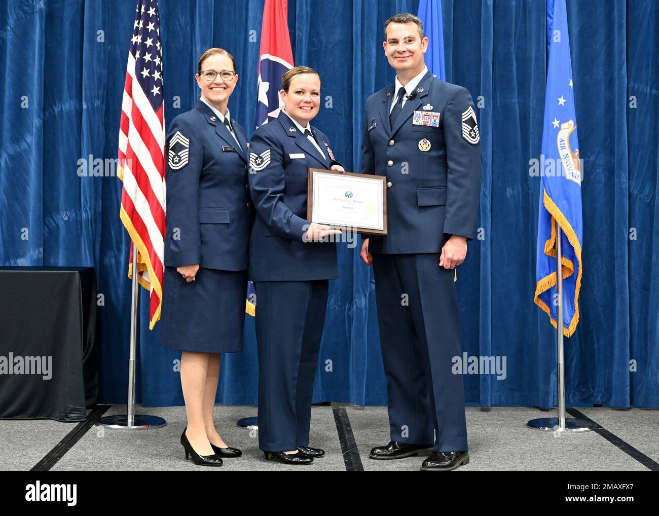 U.S. Air Force Tech. Sgt. Jessica Mitchell receives a Distinguished ...