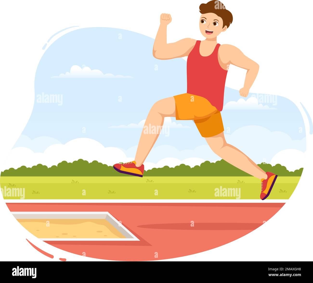 Long Jump Illustration with Athlete Doing Jumps in Sand Pit for Web ...