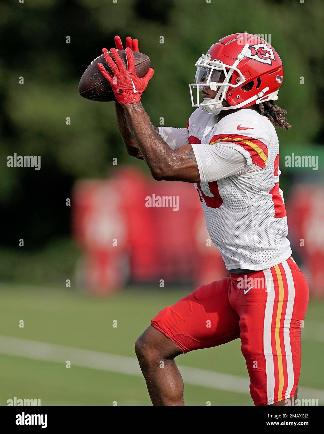 Kansas City Chiefs safety Justin Reid catches a ball during NFL ...