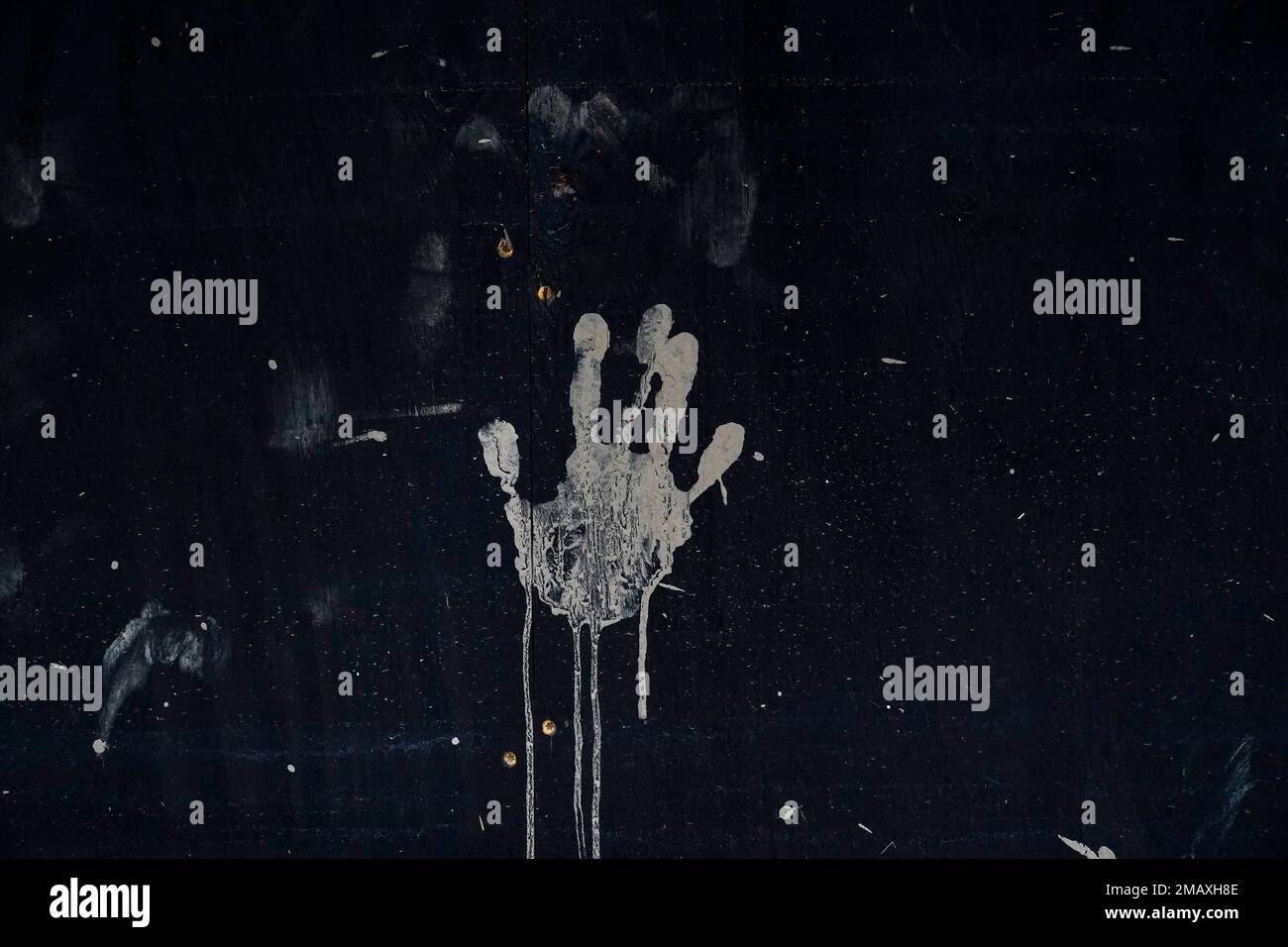 A mud hand print is seen on a wall on Friday, Aug. 5, 2022, in Fleming ...