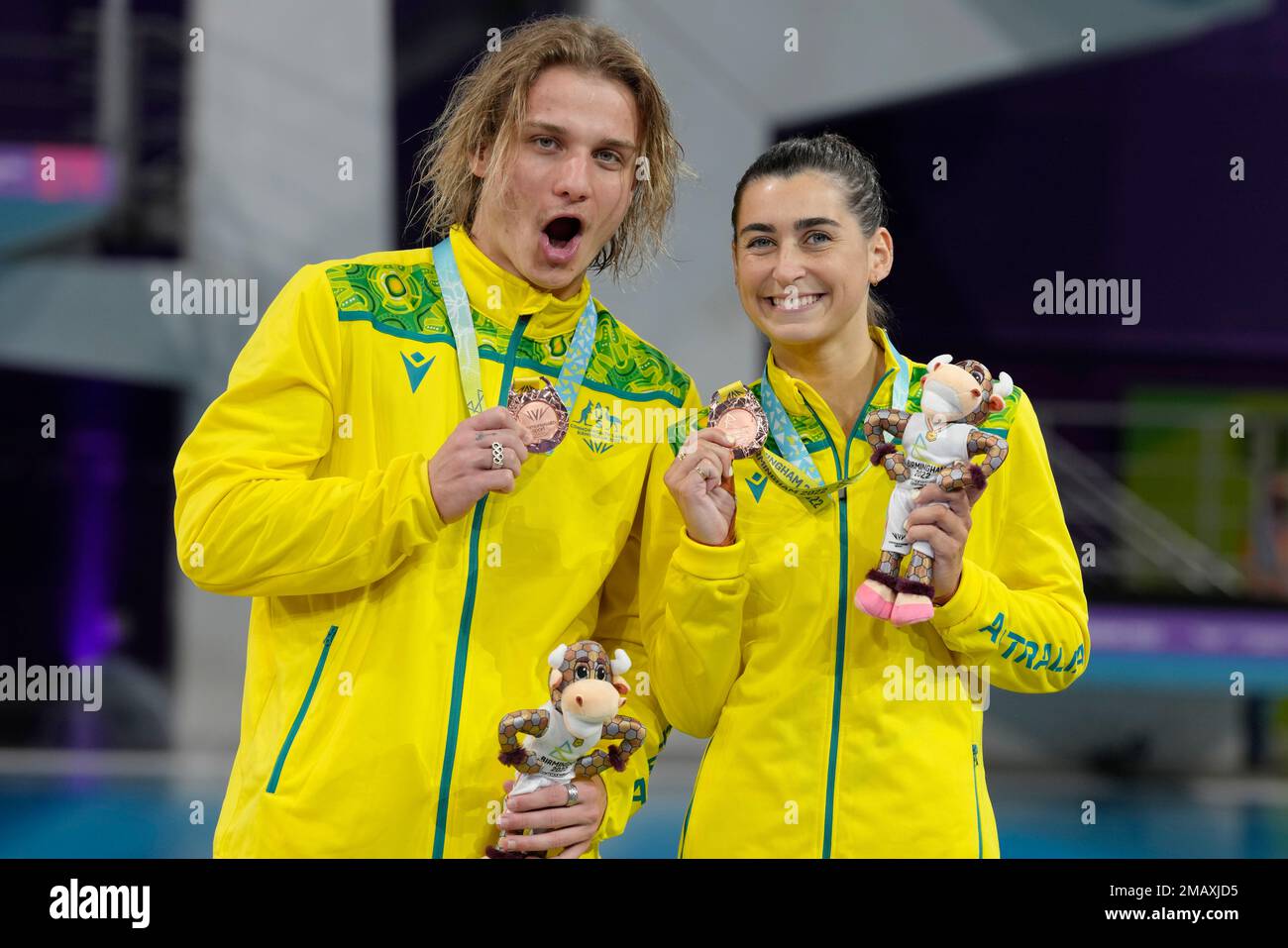Australia's, Emily Boyd, right, Cassiel Rousseau pose with their bronze ...