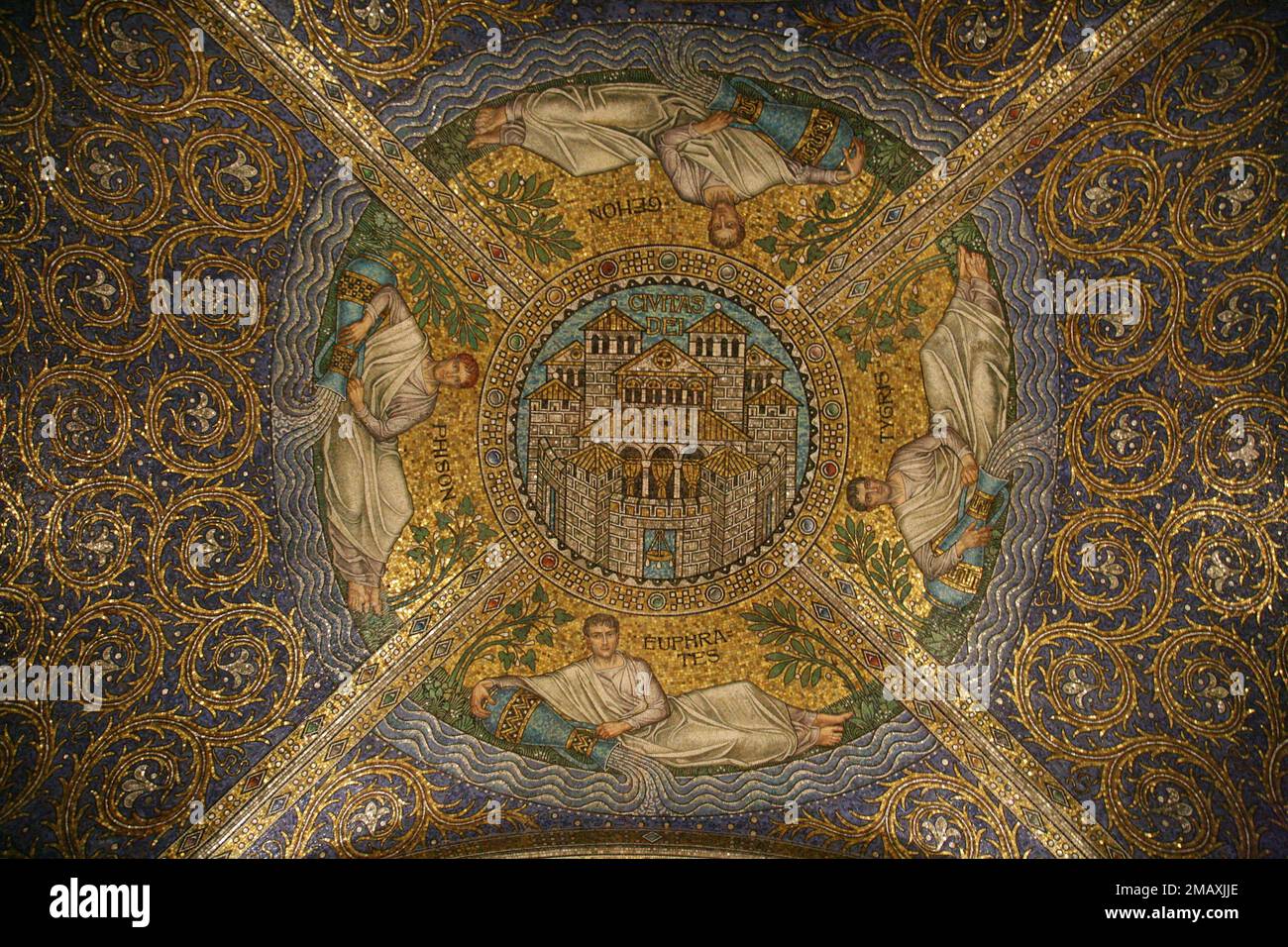 A close-up of the interior decoration of a Cathedral church building ...