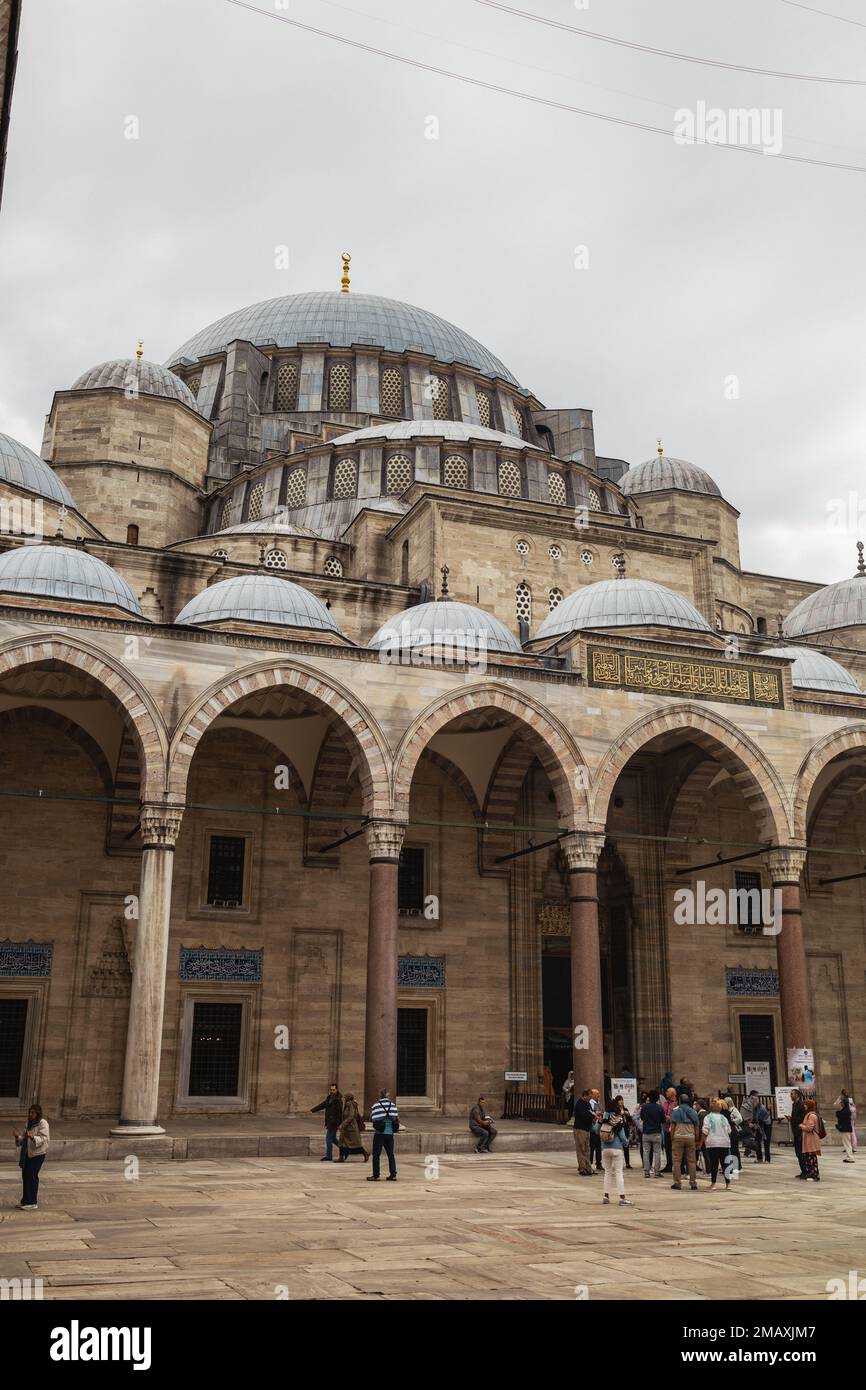 Shehzade Camii Mosque. Courtyard with a fountain of the Shehzade Camii ...