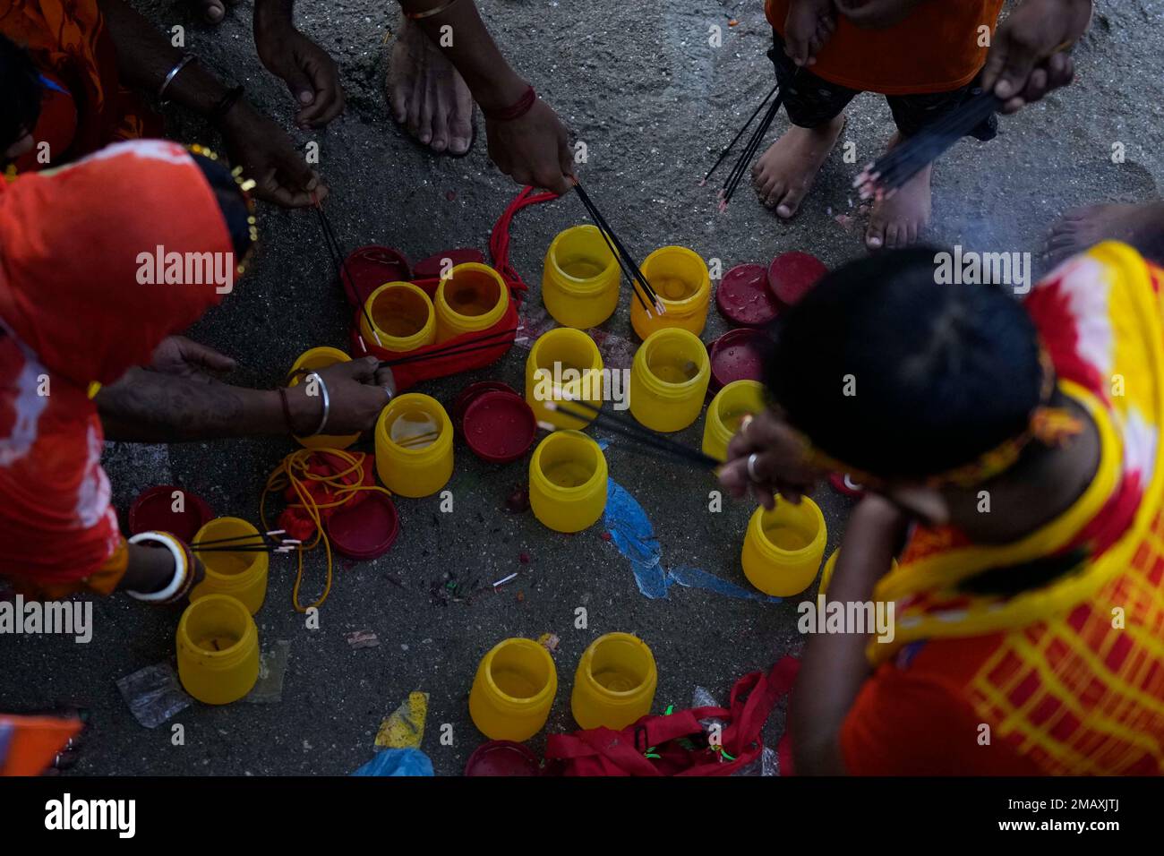 Hindu devotees perform rituals on the bank of Bagmati river during the ...