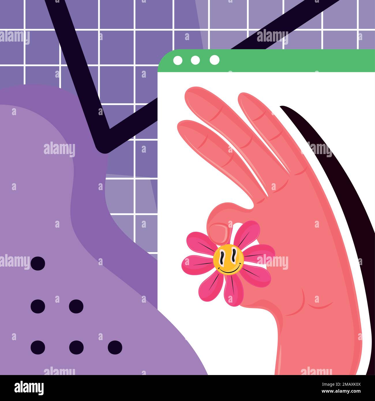 flower in hand 90s modern Stock Vector Image & Art - Alamy